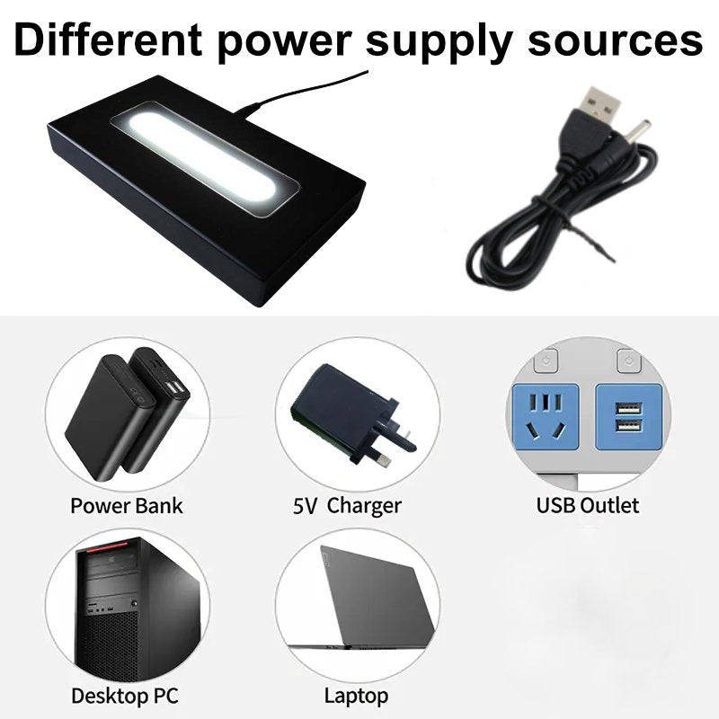 Rectangular LED Light Base - Black Satin Finish – Solid Crystals